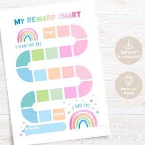 Kids Reward Chart Printable Rainbow Sticker Chart Behavior Chart ...