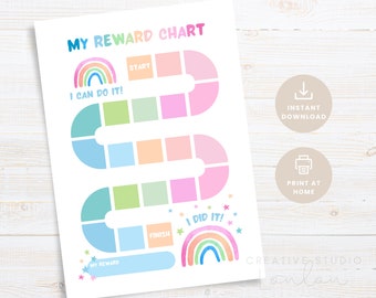 Printable Kids Reward Chart Printable Rainbow Sticker Chart for Kids ...