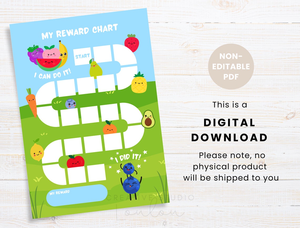 Reward Chart for Kids Printable Reward Chart Fruit Sticker Chart ...