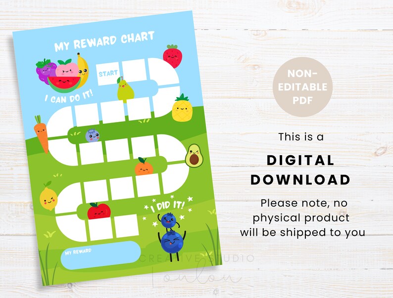 Reward Chart for Kids Printable Reward Chart Fruit Sticker Chart ...