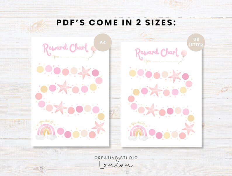 Reward Chart Printable Pink Rainbow Stars Sticker Chart Toddler ...