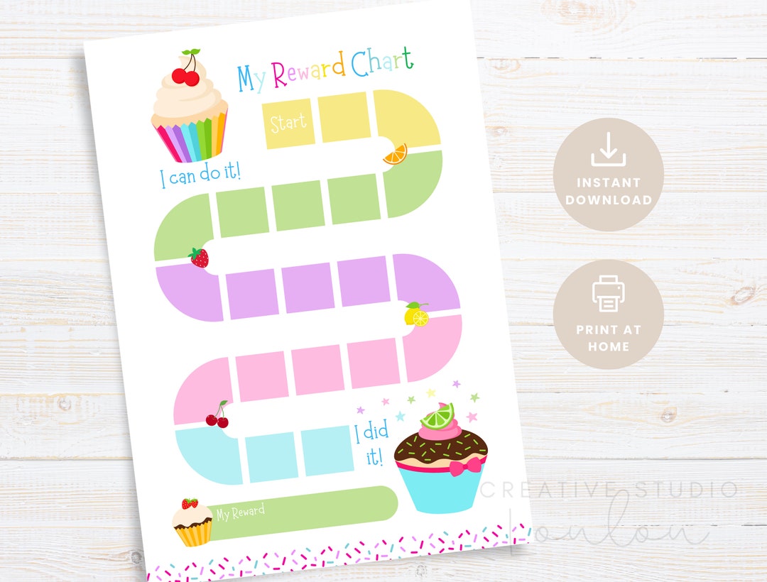 Kids Reward Chart Printable Cupcakes Sticker Chart Preschool Behavior ...