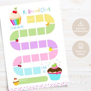 Kids Reward Chart Printable Cupcakes Sticker Chart Preschool Behavior ...