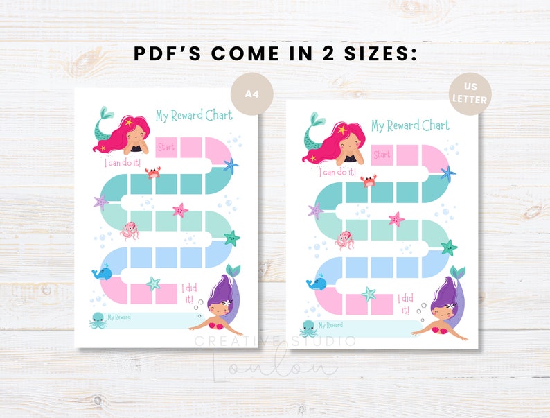 Mermaid Reward Chart: Kids Behavior, Potty Training (PDF Download) - Etsy