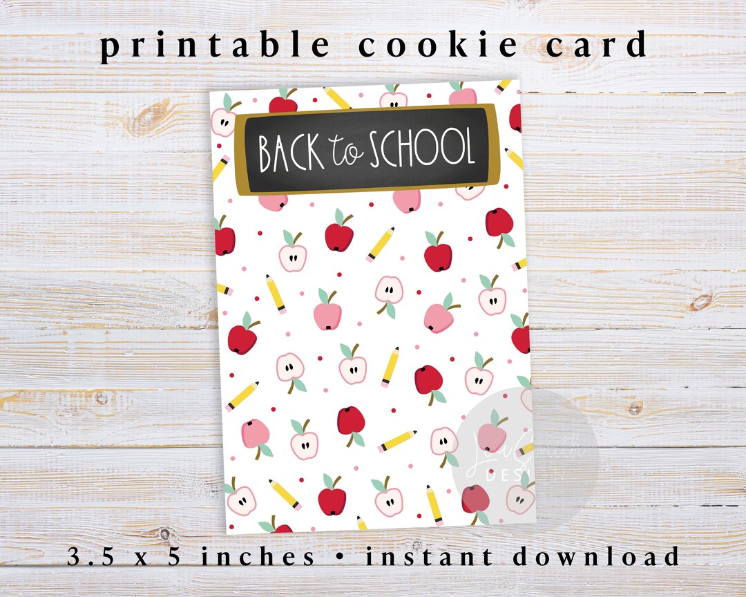 Printable Back to School Cookie Card, 3.5 X 5 Mini Cookie Card, Sweet ...