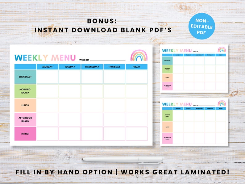 Daycare Weekly Menu Planner: Editable Canva Template (US Letter) - Etsy