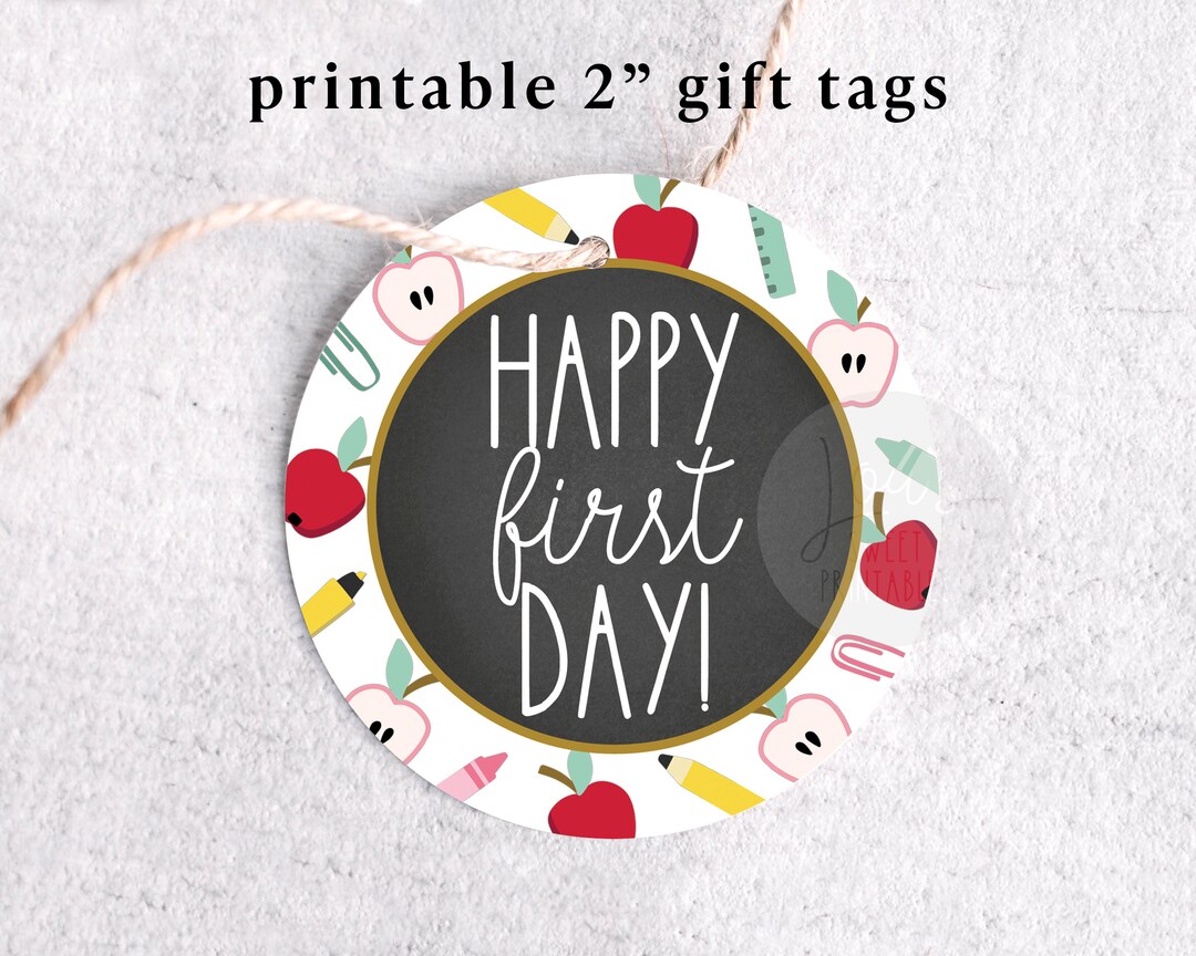 Round Gift Tag Printable, Happy First Day 2 Back to School Cookie Tag ...