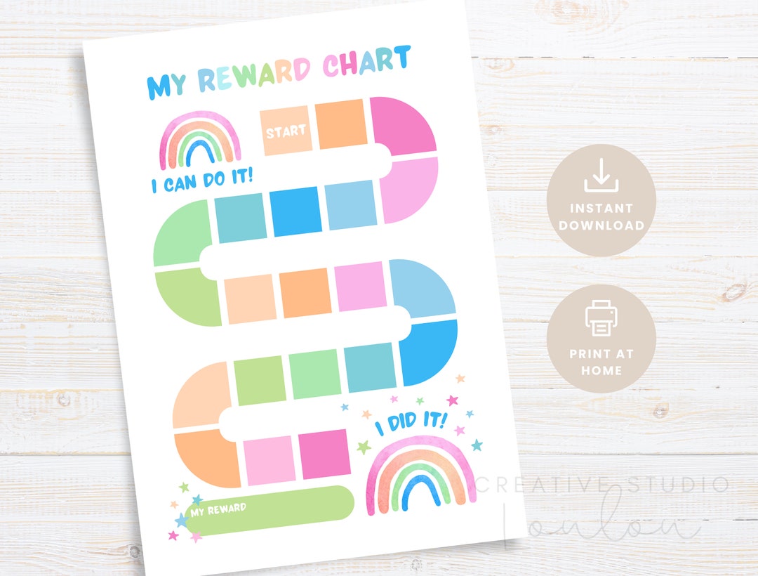 Kids Reward Chart Printable Rainbow Sticker Chart Behavior Chart ...