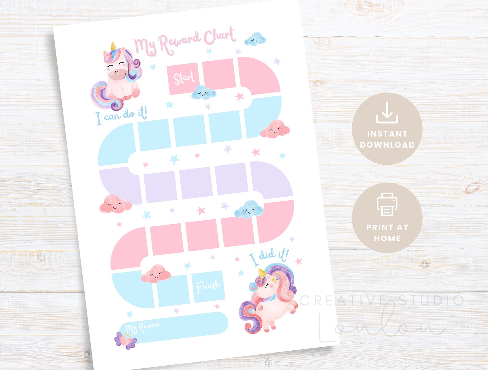 Reward Chart Unicorn Girl Sticker Chart Kids Behavior Chart Printable ...