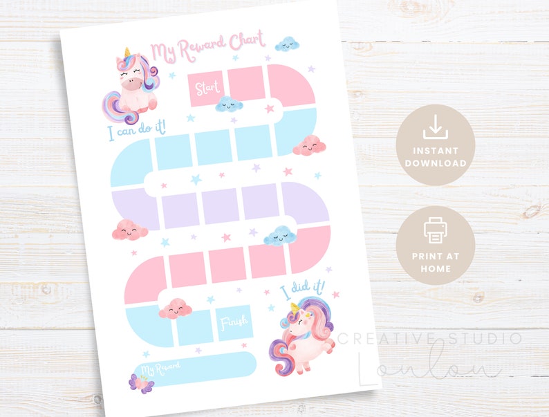 Reward Chart Unicorn Girl Sticker Chart Kids Behavior Chart Printable ...