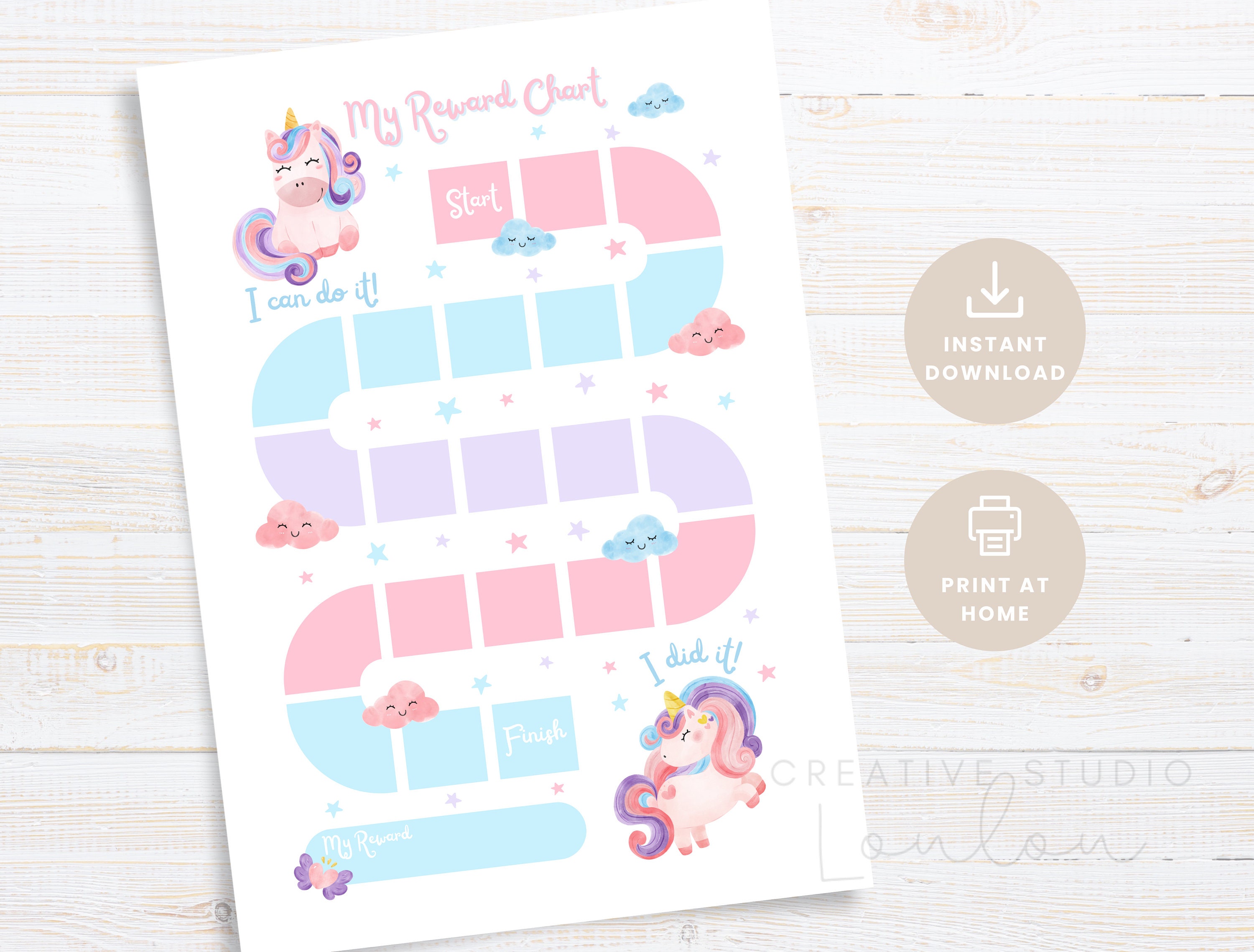 Reward Chart Unicorn Girl Sticker Chart Kids Behavior Chart Printable ...