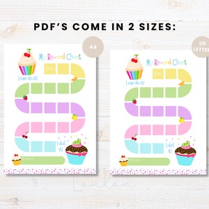 Kids Reward Chart Printable Cupcakes Sticker Chart Preschool Behavior ...