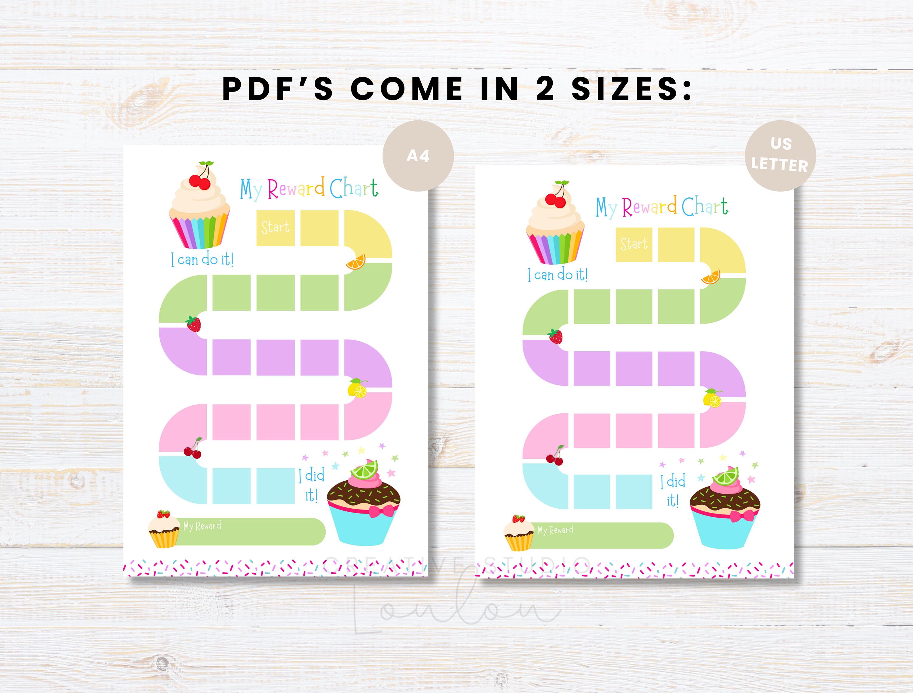 Kids Reward Chart Printable Cupcakes Sticker Chart Preschool Behavior ...