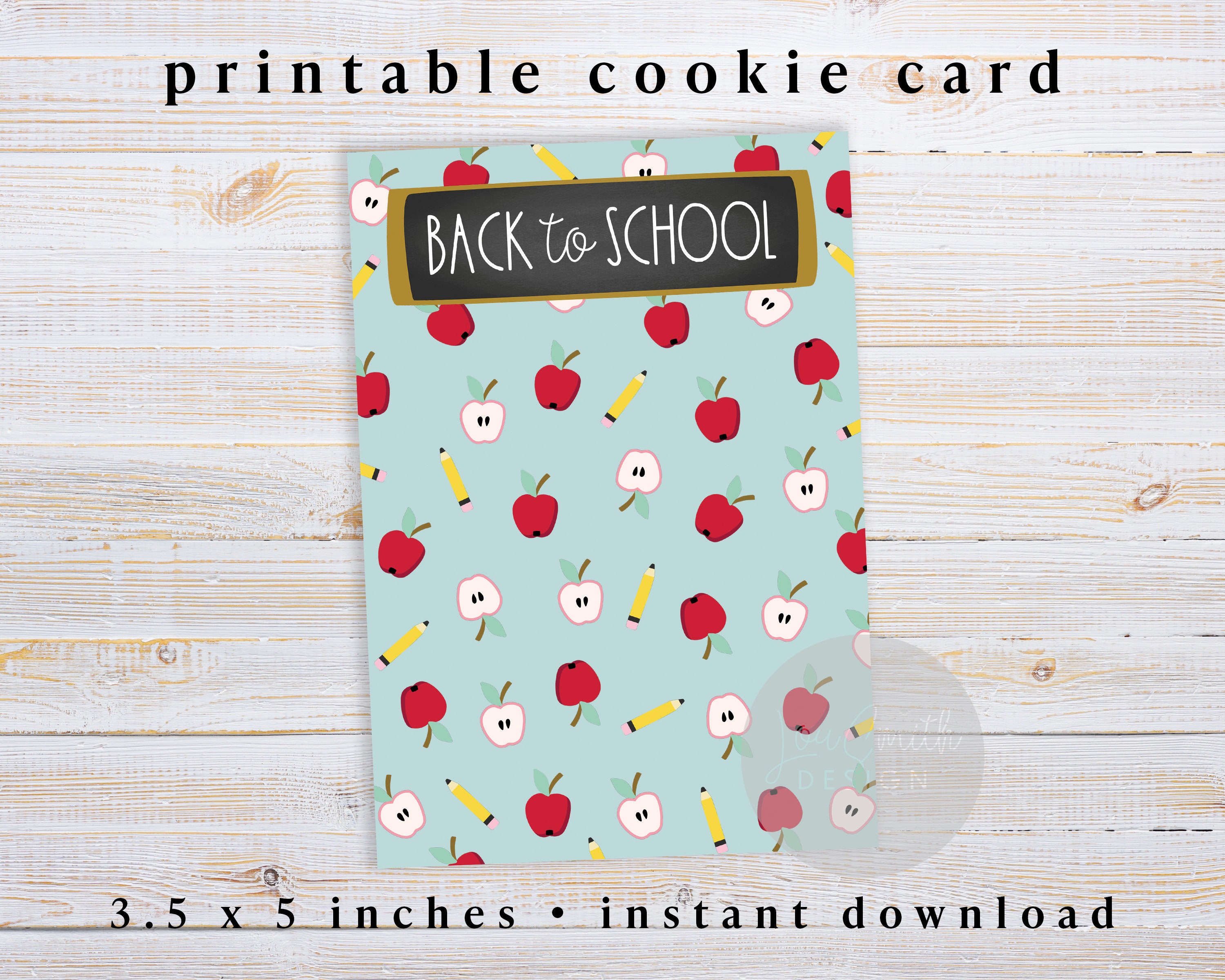 Cookie Card Back to School Printable Cookie Card 3.5 X 5” Mini Cookie ...