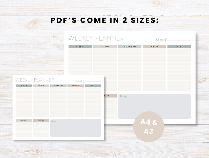 Weekly Schedule Printable Weekly Planner Daily Organizer A3 Weekly ...