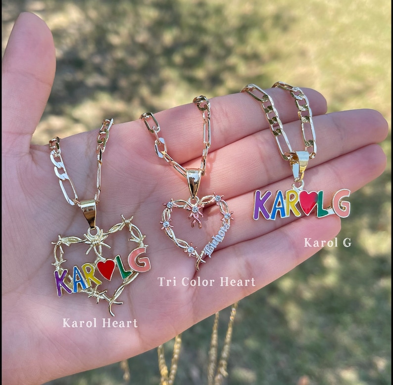 Collar Corazón Bichota. Collar Karol G bañado en oro. Collar Karol G ...