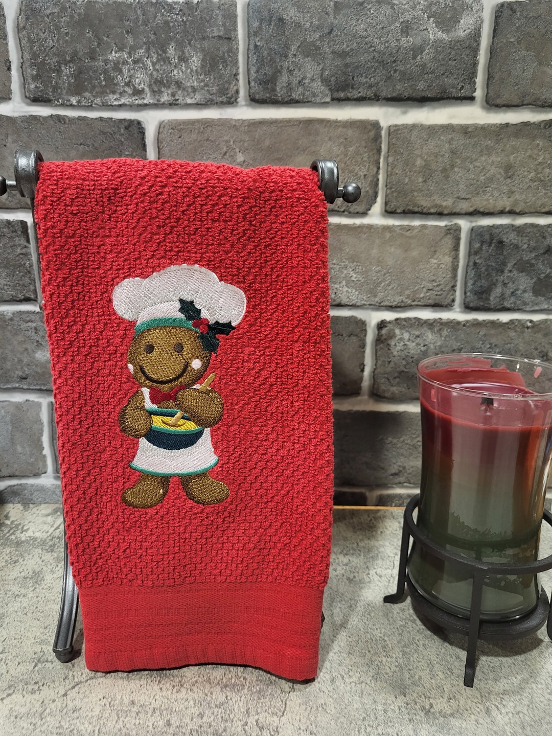 Gingerbread Man Chef Embroidered Kitchen/bathroom Hand Towel - Etsy