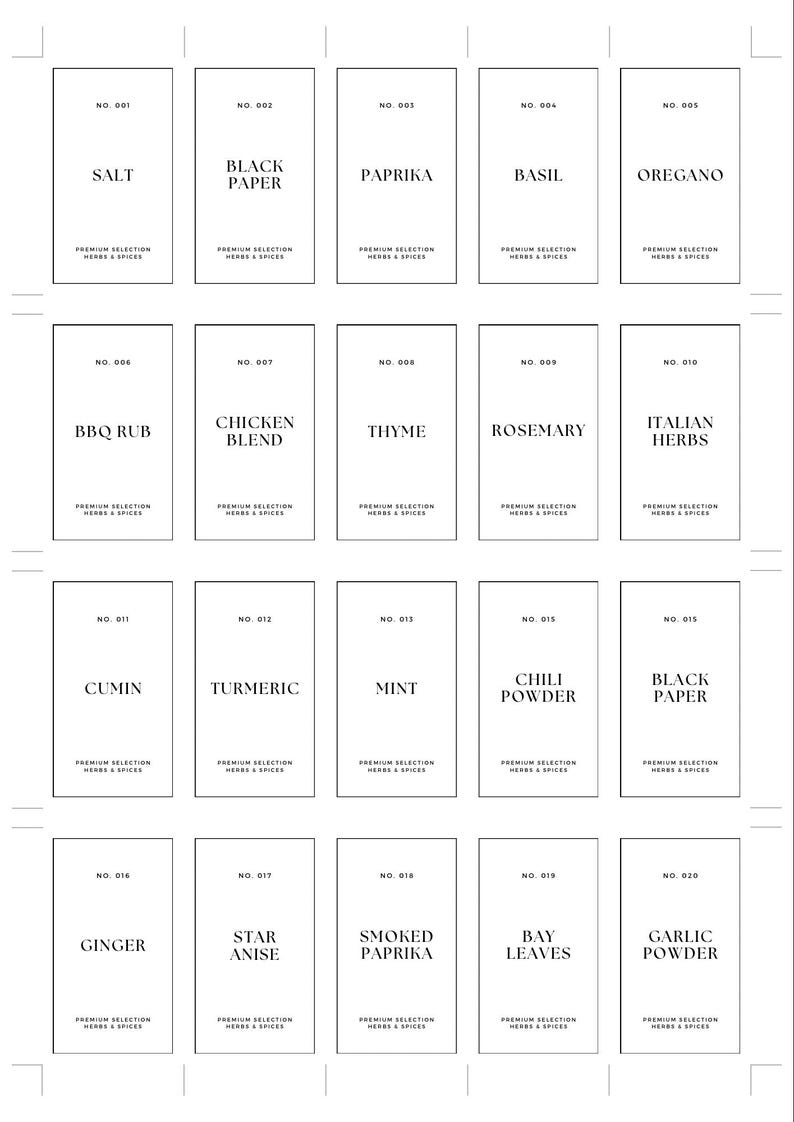 Spice Labels for Jars - Etsy
