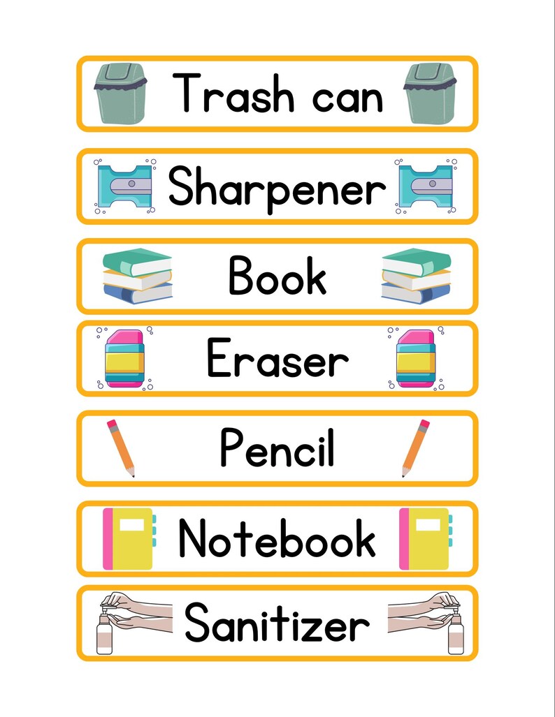 School Supply Labels - Etsy