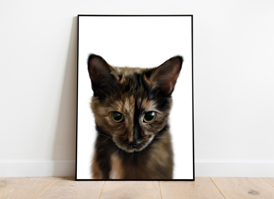 Tortoiseshell Cat Wall Art, Tortoiseshell Cat Drawing, Tortoiseshell ...