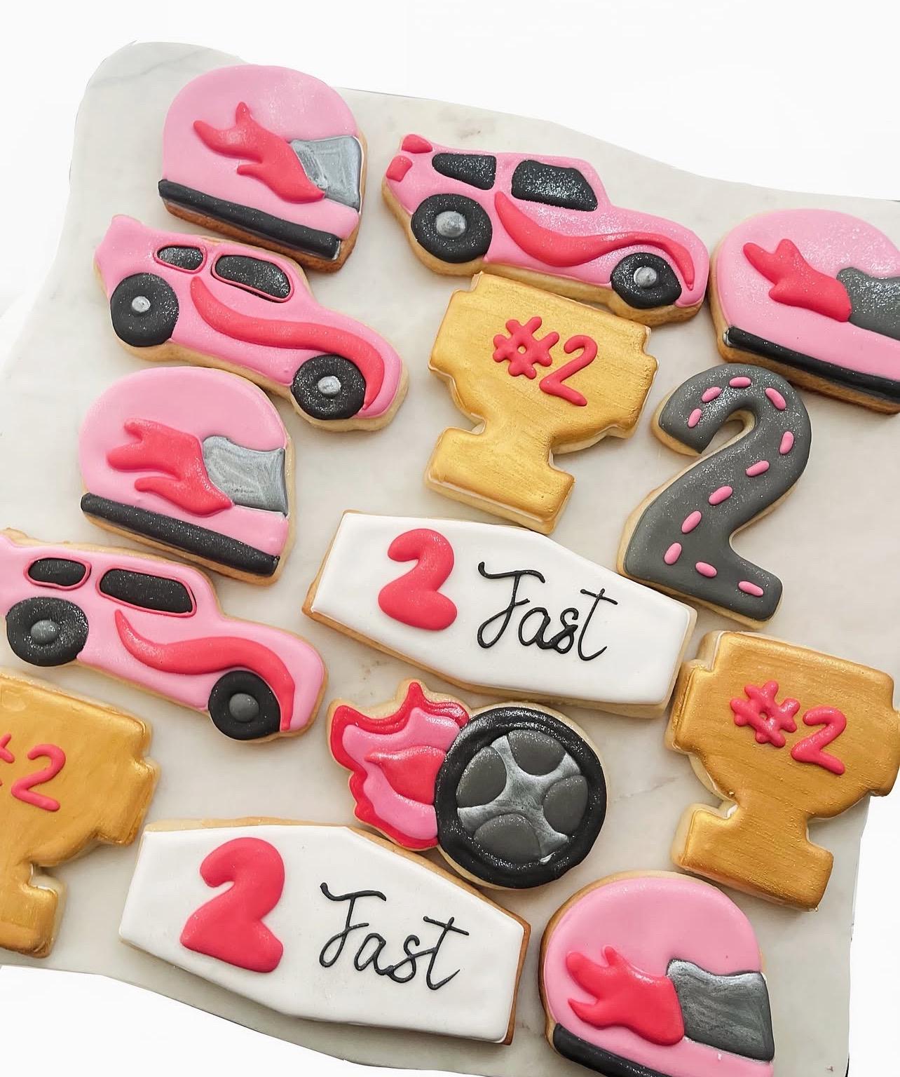 Race Car Sugar Cookies, Shower Cookies, Party Favors, Fast One, Baby ...