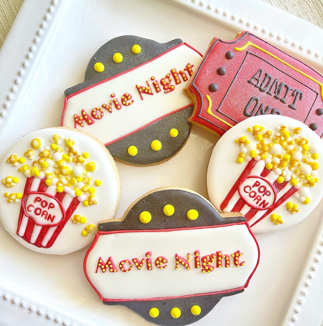 Movie Night Theme Sugar Cookies, Movie Night Party, Movie Night Snacks ...