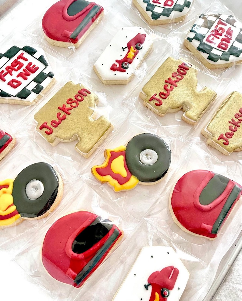 Race Car Sugar Cookies, Shower Cookies, Party Favors, Fast One, Baby ...