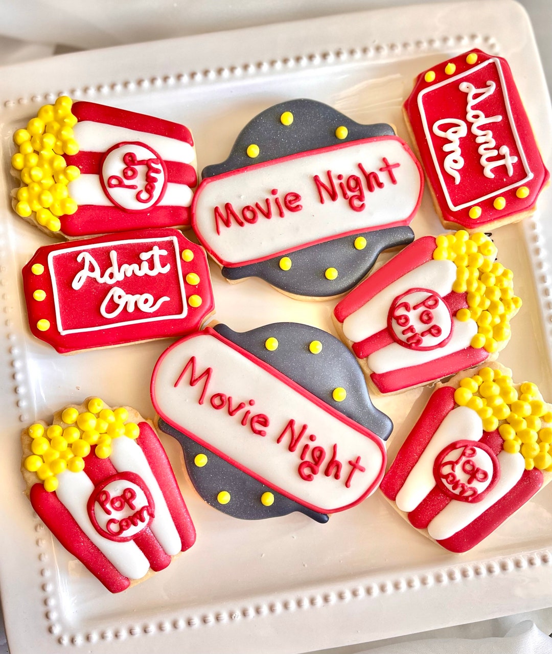 Movie Night Theme Sugar Cookies, Movie Night Party, Movie Night Snacks ...