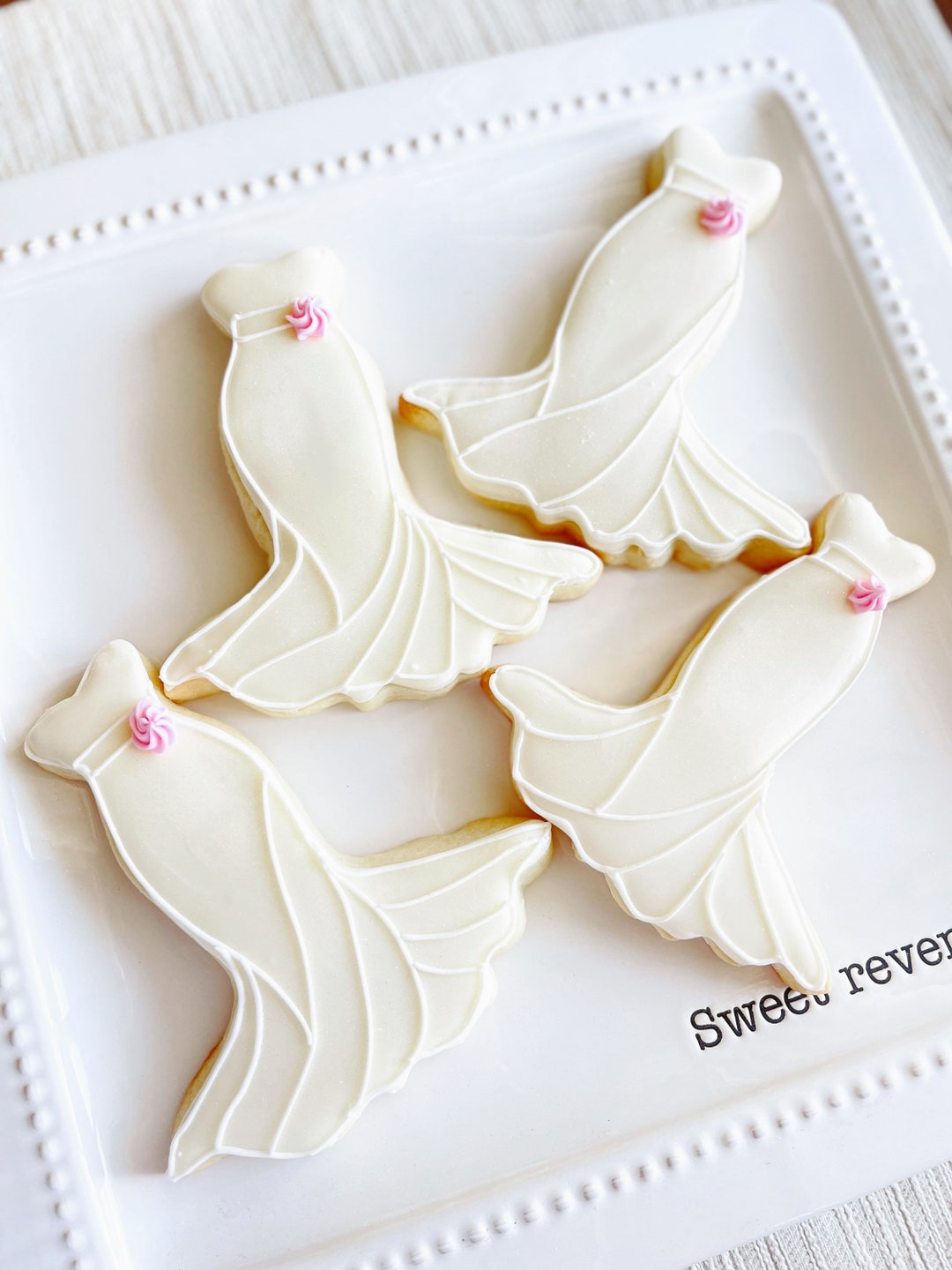 Wedding Dress Cookie, Decorated Wedding Cookies, Bridal Sugar Cookies ...