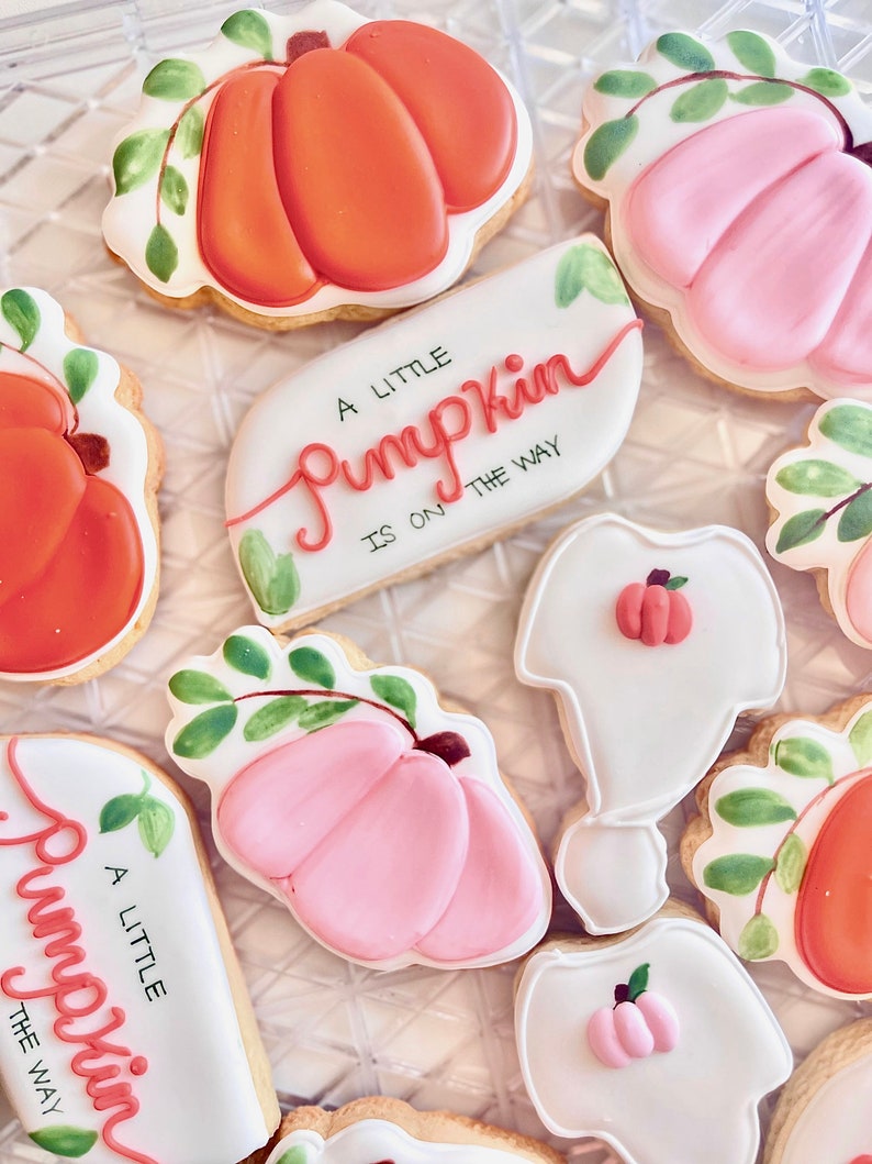 One Dozen Pumpkin Baby Shower Cookies, Pumpkin Cookies, Pumpkin Baby ...