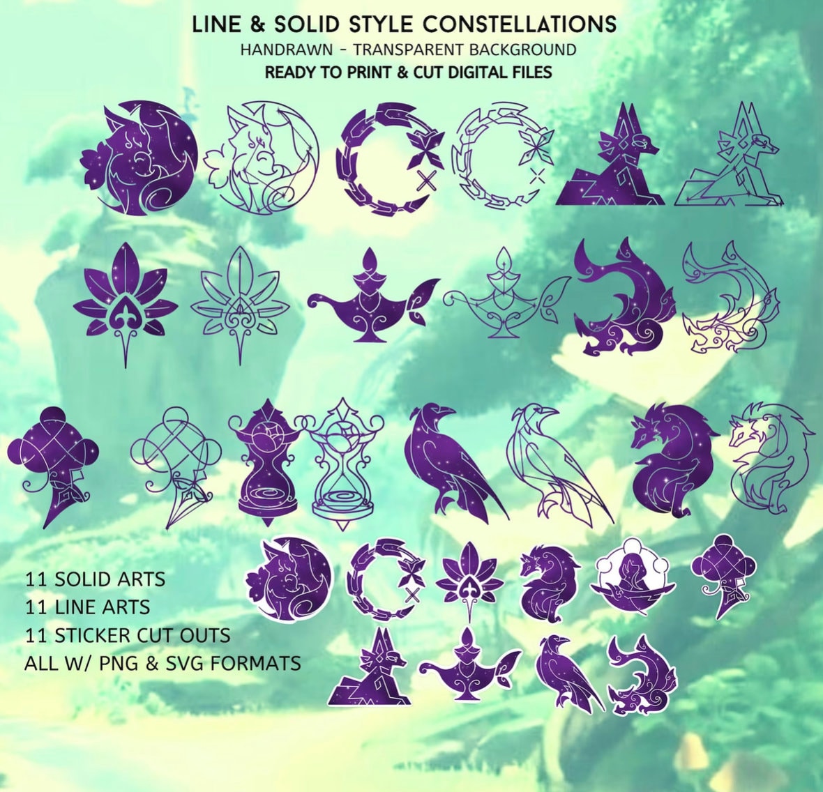 Genshin Impact Svg Bundle ALL ELEMENTS Constellations DIGITAL Genshin ...