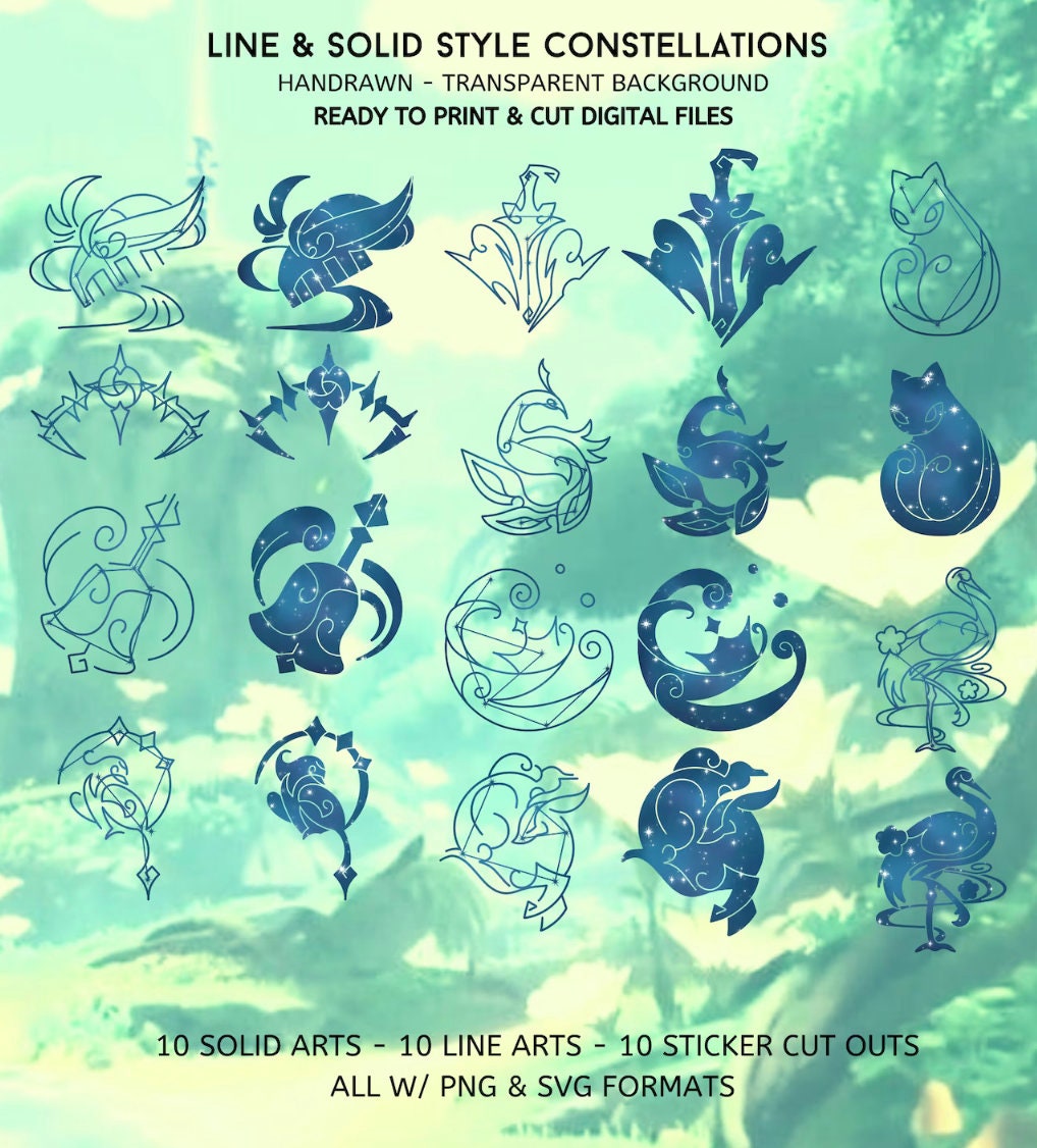 Genshin Impact Svg Bundle ALL ELEMENTS Constellations DIGITAL Genshin ...