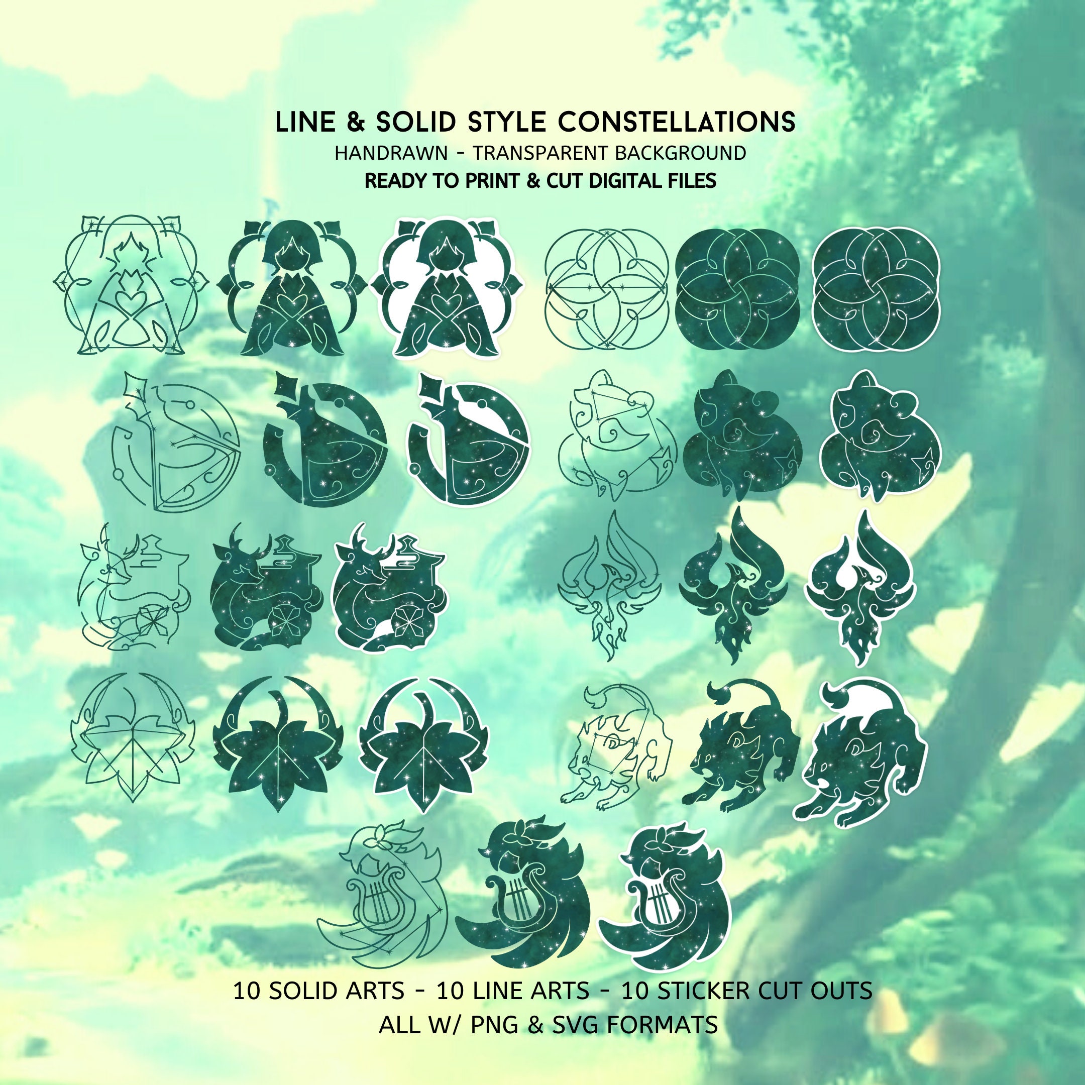 Genshin Impact Svg Bundle ANEMO Constellations | DIGITAL FILE Genshin ...