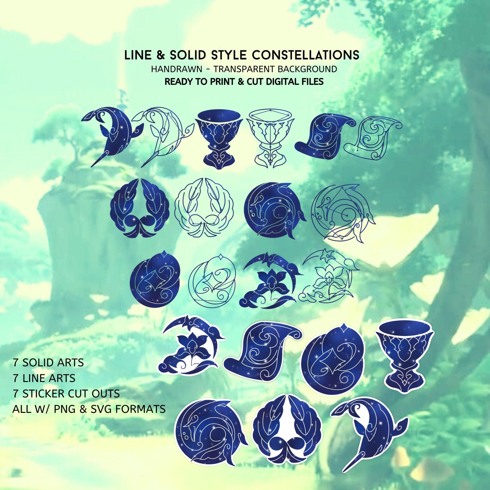 Genshin Impact Svg Bundle HYDRO Constellations DIGITAL FILE Genshin ...
