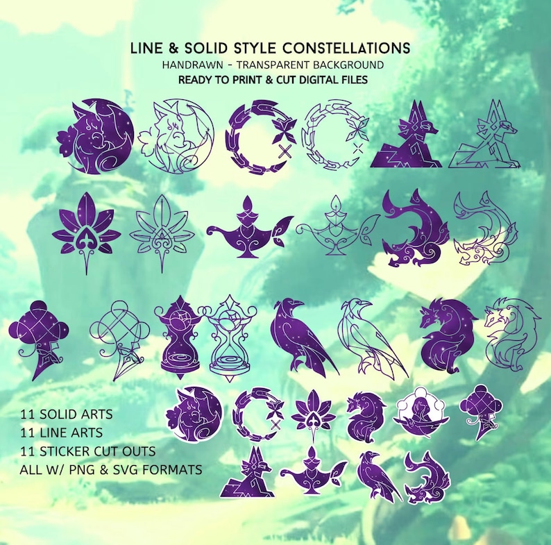 Genshin Impact Svg Bundle ALL ELEMENTS Constellations | DIGITAL Genshin ...