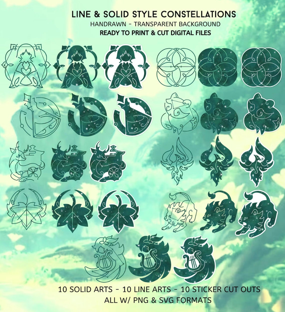 Genshin Impact Svg Bundle ALL ELEMENTS Constellations - Etsy