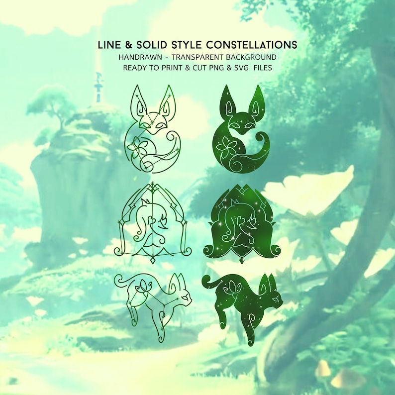 Genshin Impact Svg Bundle DENDRO Constellations | DIGITAL FILE Genshin ...