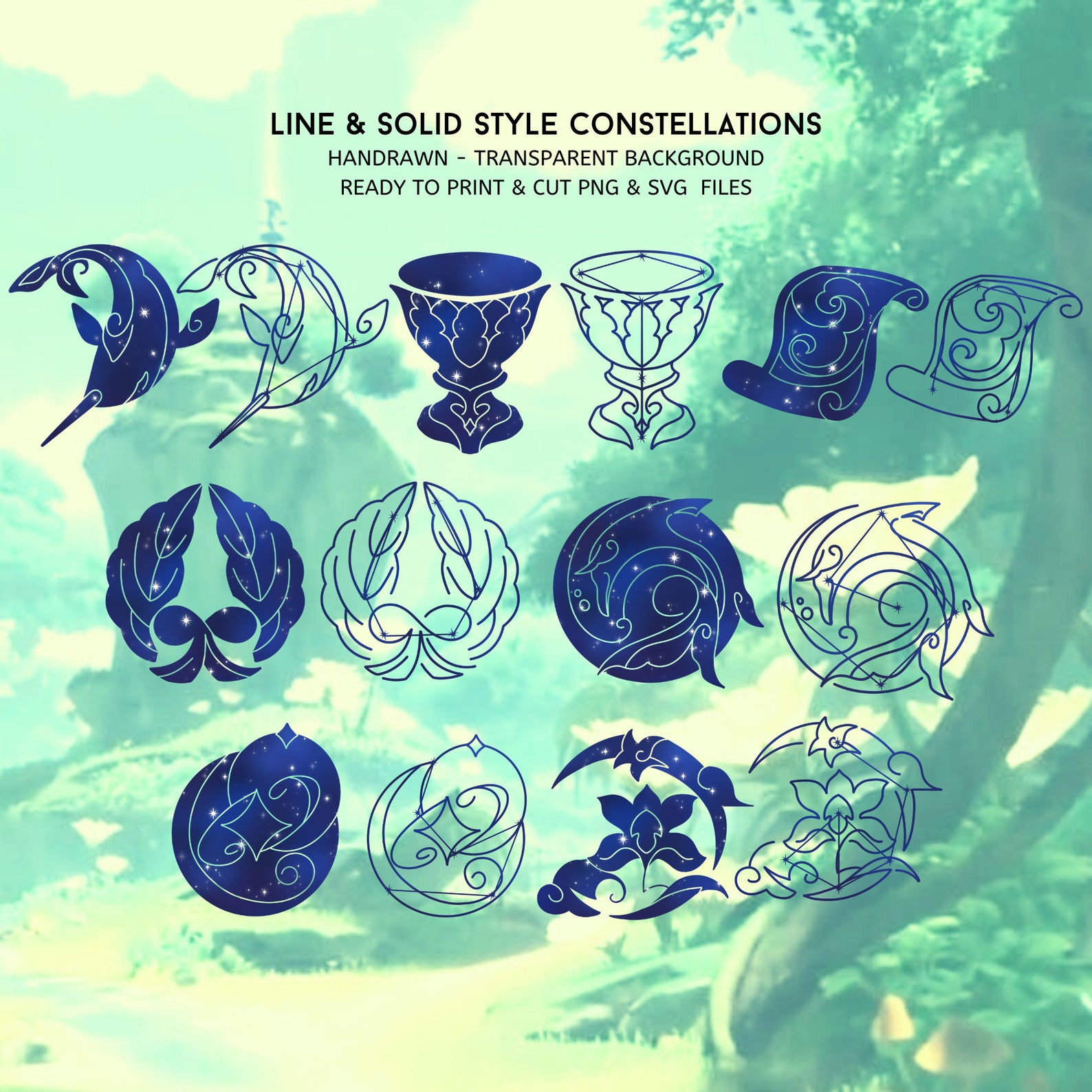 Genshin Impact Svg Bundle HYDRO Constellations DIGITAL FILE Genshin ...