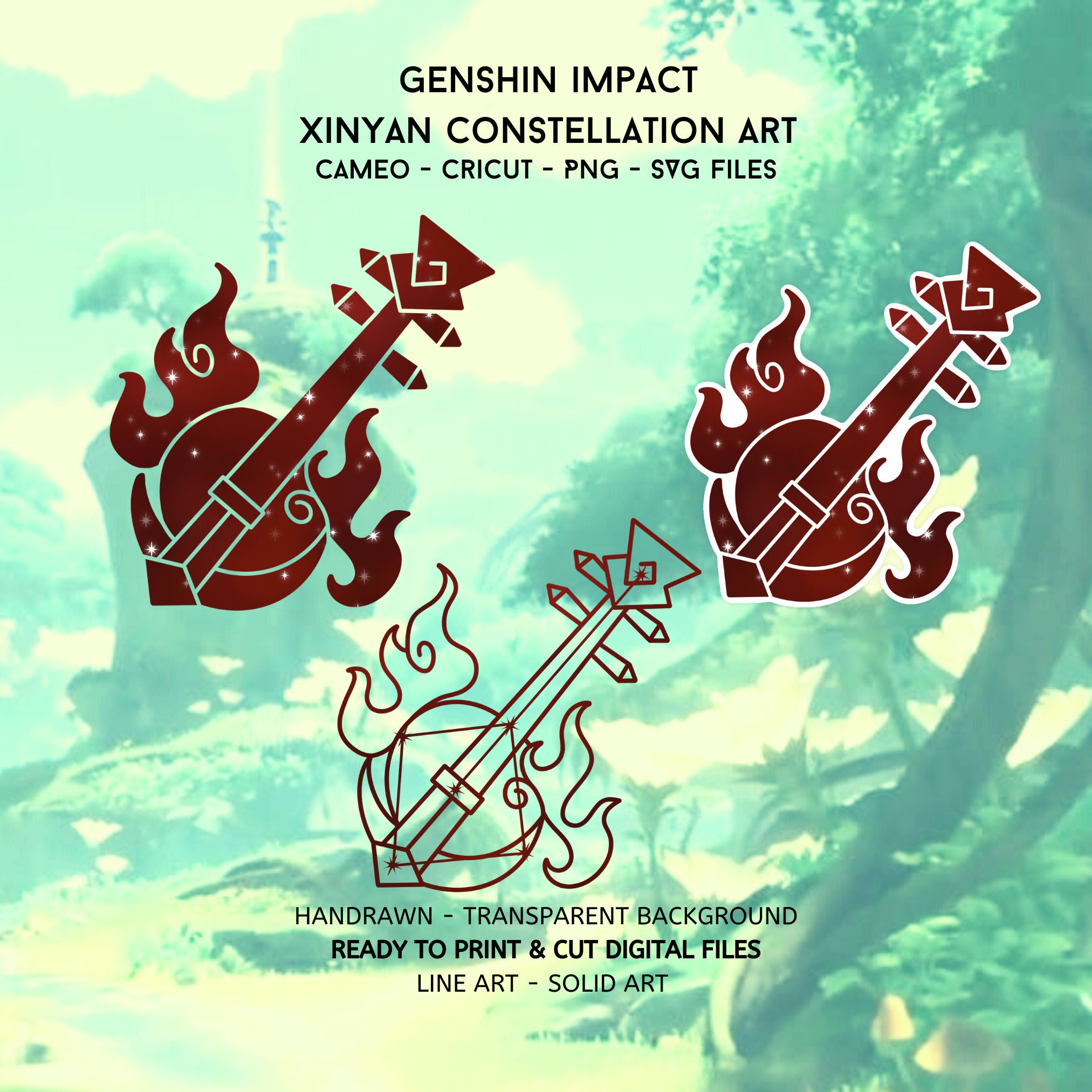 Genshin Impact Svg Bundle XINYAN Constellation | DIGITAL FILE Genshin ...