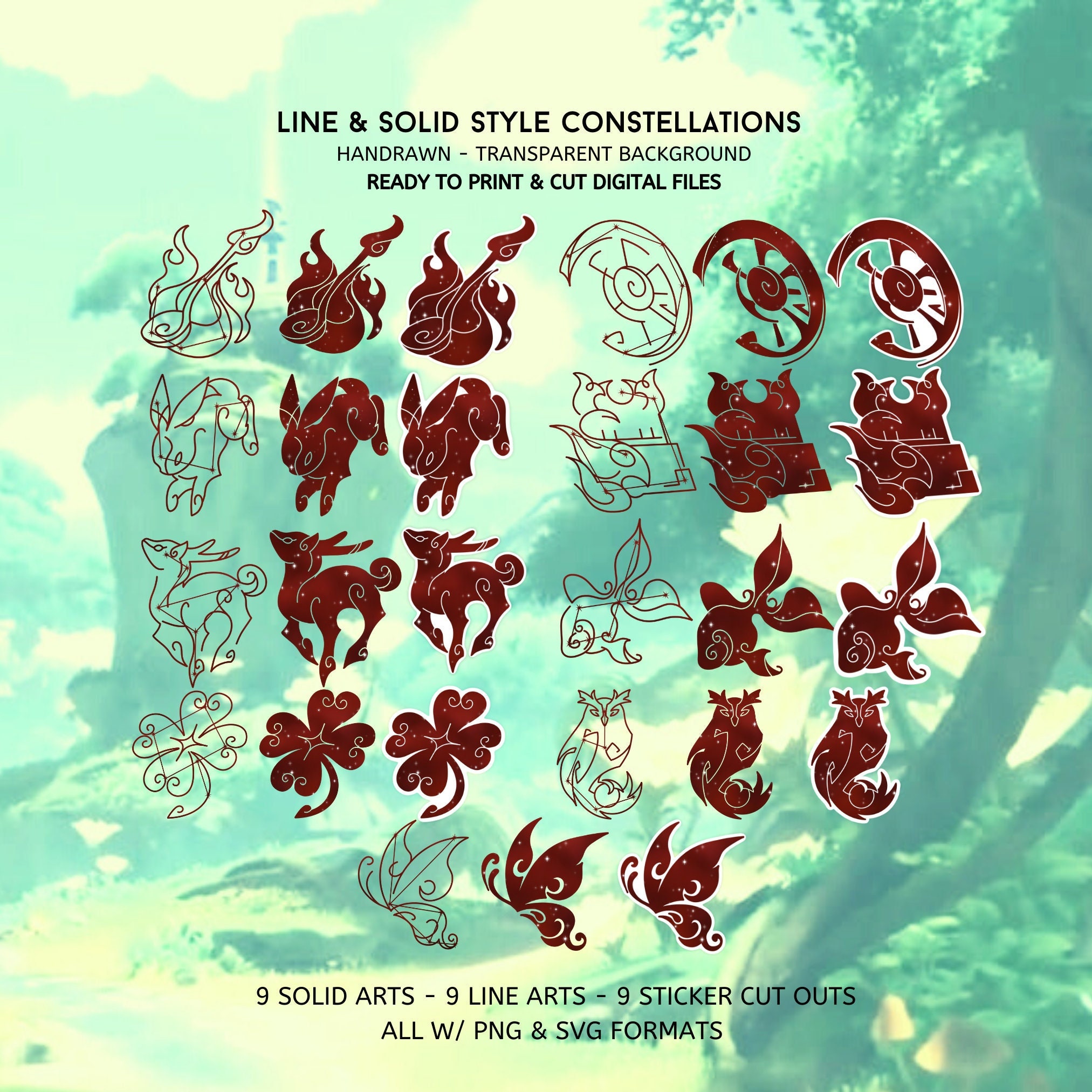 Genshin Impact Svg Bundle PYRO Constellations DIGITAL FILE Genshin ...