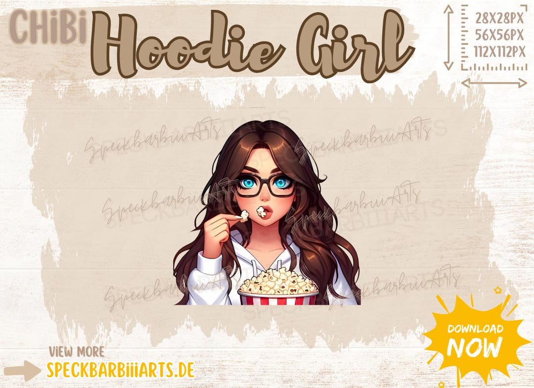 Chibi Chubby Girl | Hoodie Girl | Popcorn - EMOTE | Twitch, Discord ...