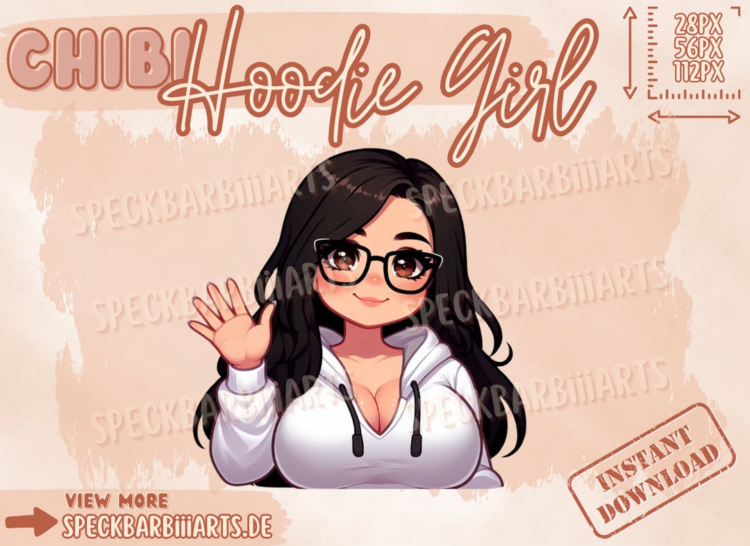 Chibi Chubby Girl | Hoodie | Hi - EMOTE | Twitch, Discord, Youtube - Etsy