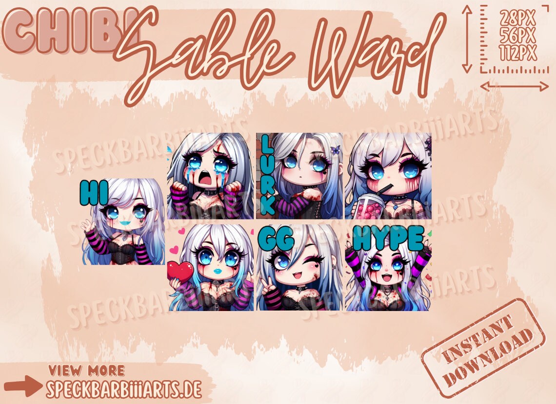 Dead by Daylight Sable Ward 7 Emote Bundle New Surv Twitch Chibi Emote ...