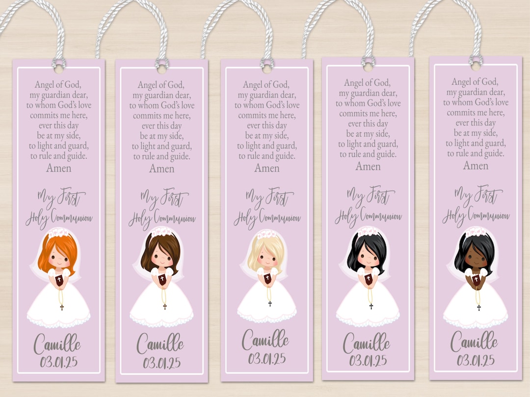 Personalized First Holy Communion Bookmark: Metal Purple Bookmark With ...