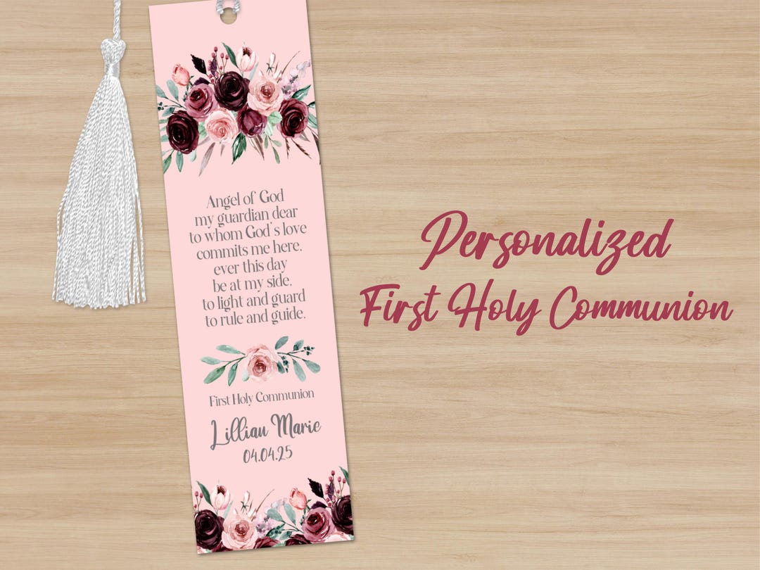 Personalized First Holy Communion Bookmark: Metal Floral Gift - Etsy
