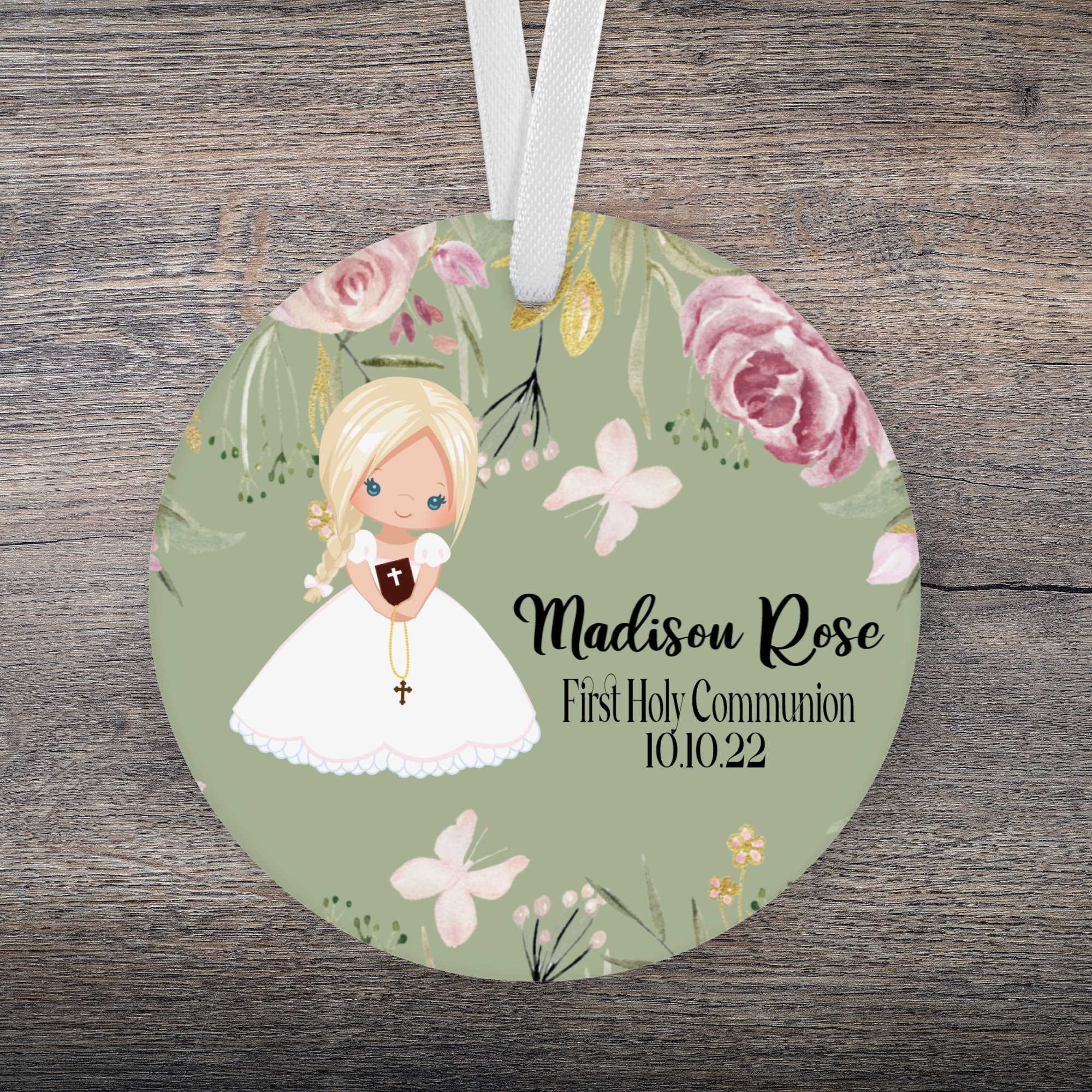 First Holy Communion Ornament | Personalized Custom Keepsake | Dated ...
