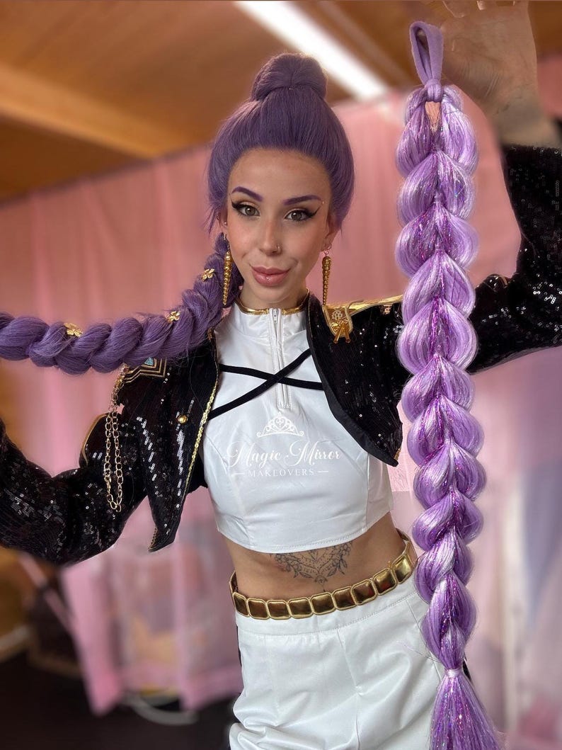 Rumi Kpop Demon Hunters Inspired Reusable Purple Hair Braid for Kids ...