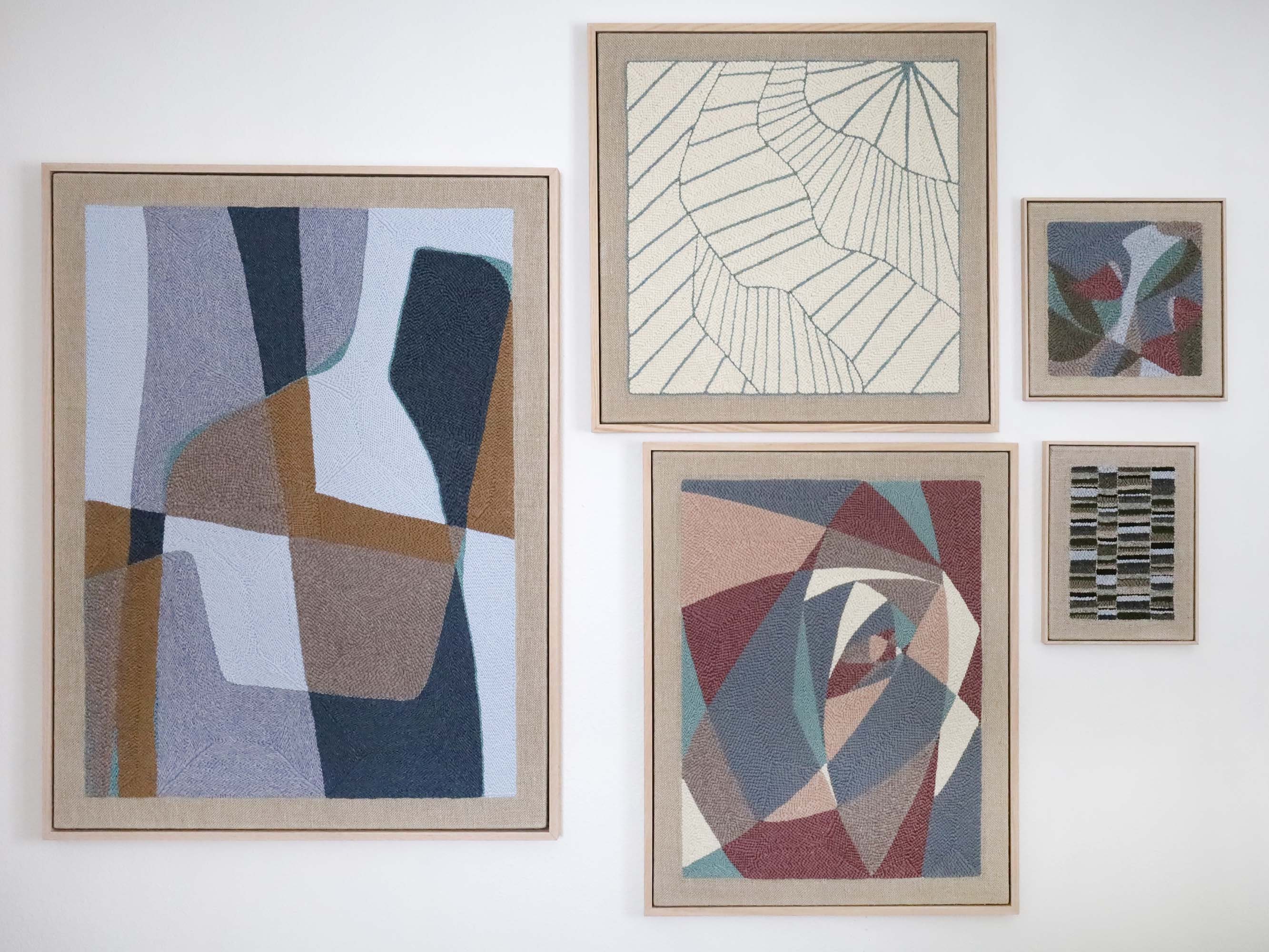 Abstract Floral Textile Wall Art Geometric Wall Hanging Modern Framed ...