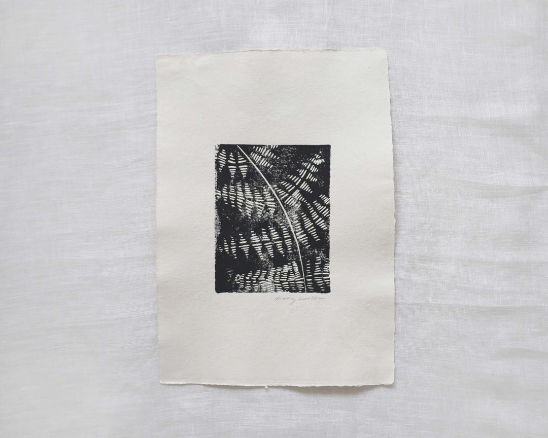 Fern Abstraction Block Print: Modern Botanical Art on Handmade Paper ...