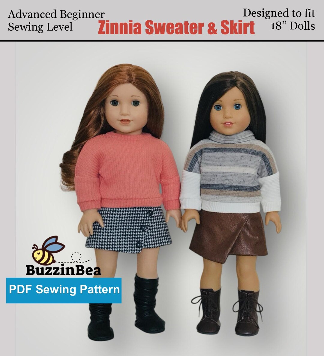 Doll Sweater and Skirt Sewing Pattern for 18-inch Dolls (PDF Pattern ...